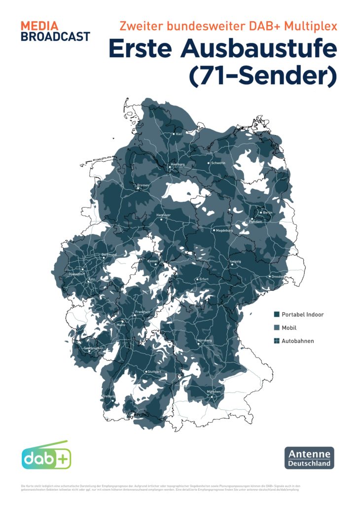 DAB+ bundesweit: Zweite nationale DAB+ Plattform startet mit 71 ...